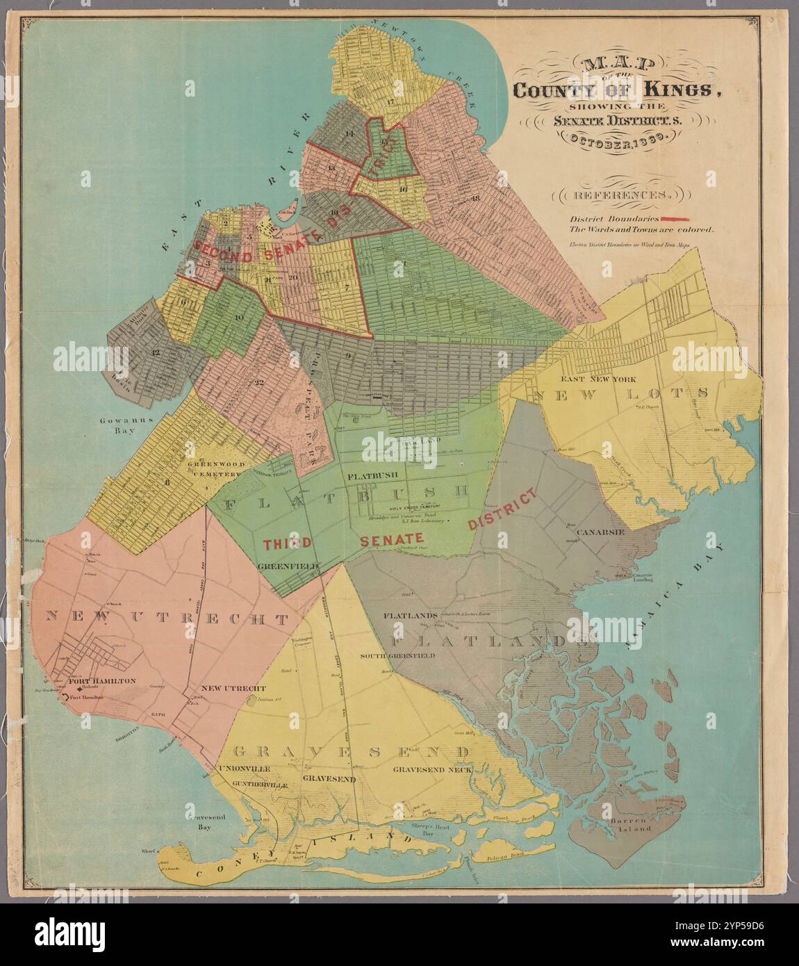 Map of the county of Kings, showing the Senate districts, October 1869 ...
