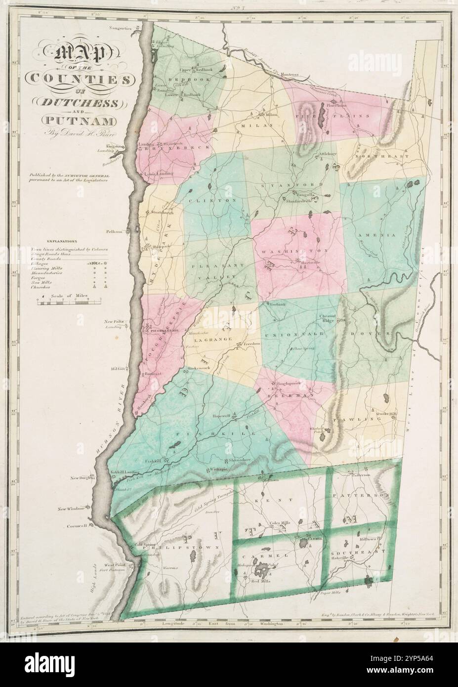 Map of the counties of Dutchess and Putnam 1829 by Burr, David H., 1803 ...