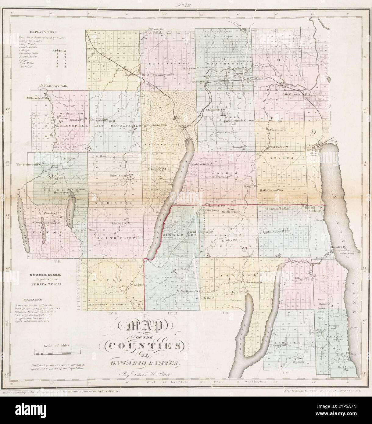 Map of the counties of Ontario & Yates by Burr, David H., 1803-1875 ...