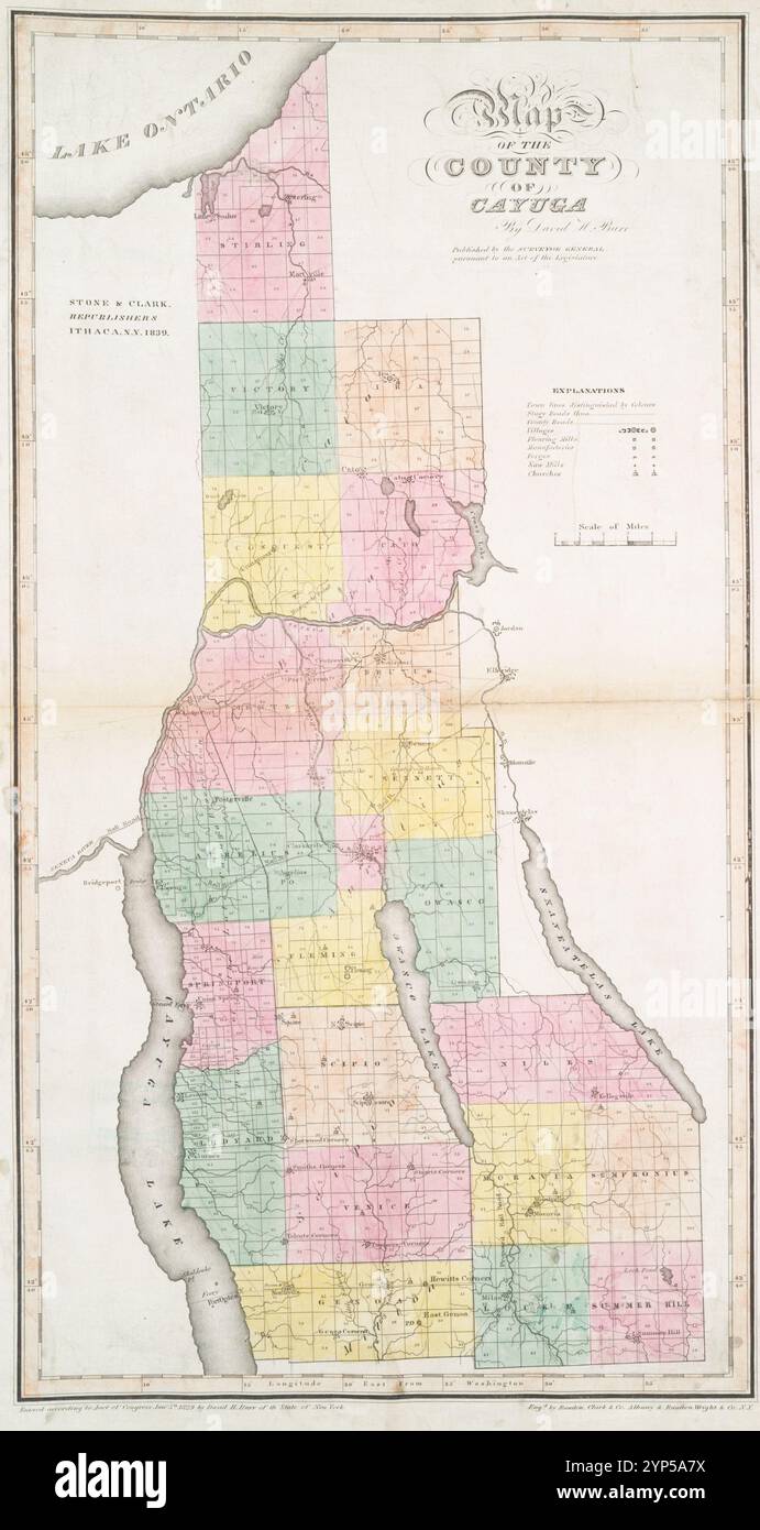 Map of the county of Cayuga by Burr, David H., 1803-1875 Stock Photo ...