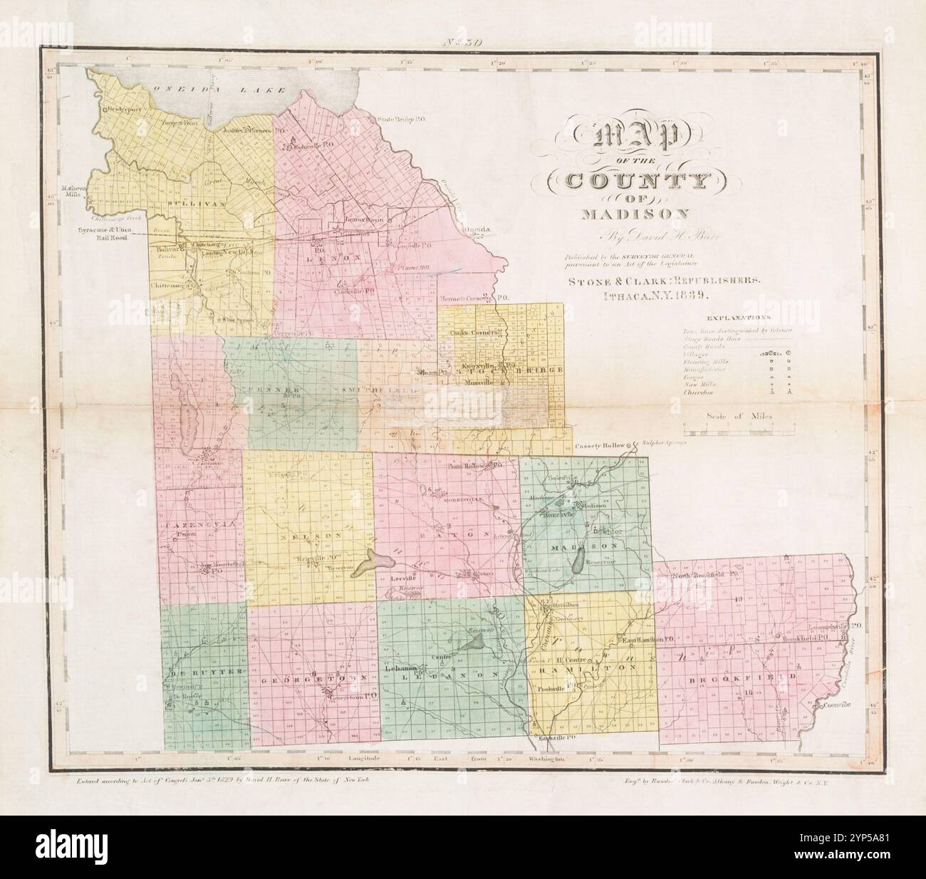 Map of the county of Madison by Burr, David H., 1803-1875 Stock Photo ...