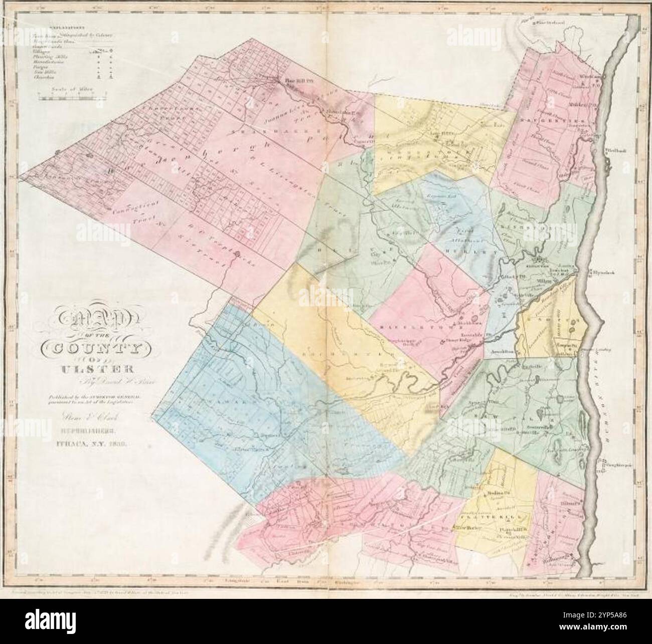 Map of the county of Ulster by Burr, David H., 1803-1875 Stock Photo ...
