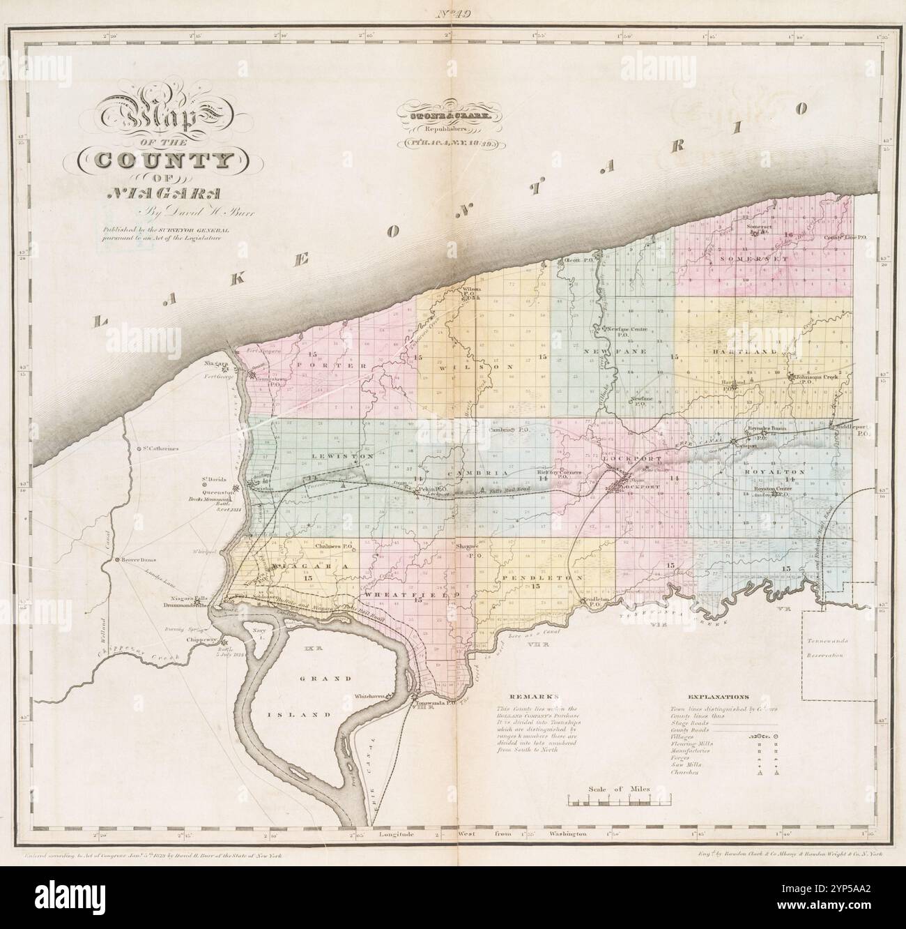 Map of the county of Niagara by Burr, David H., 1803-1875 Stock Photo ...