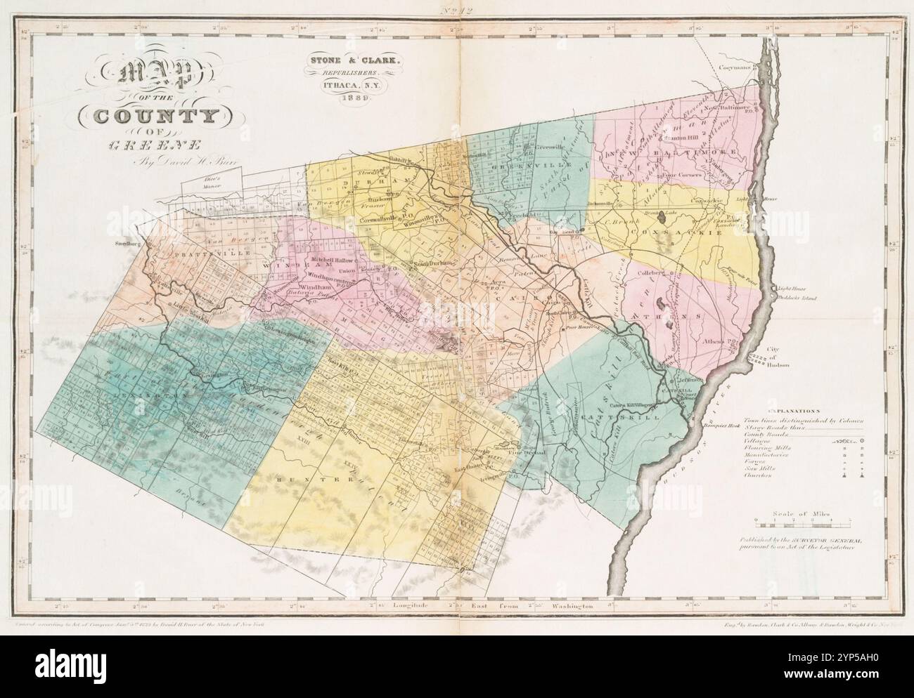 Map of the county of Greene by Burr, David H., 1803-1875 Stock Photo ...