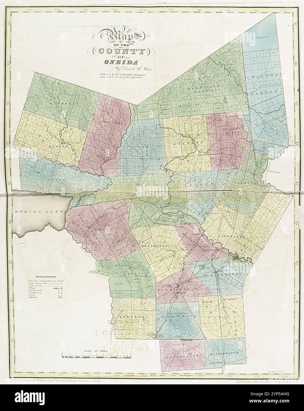 Map of the county of Oneida 1829 by Burr, David H., 1803-1875 Stock ...