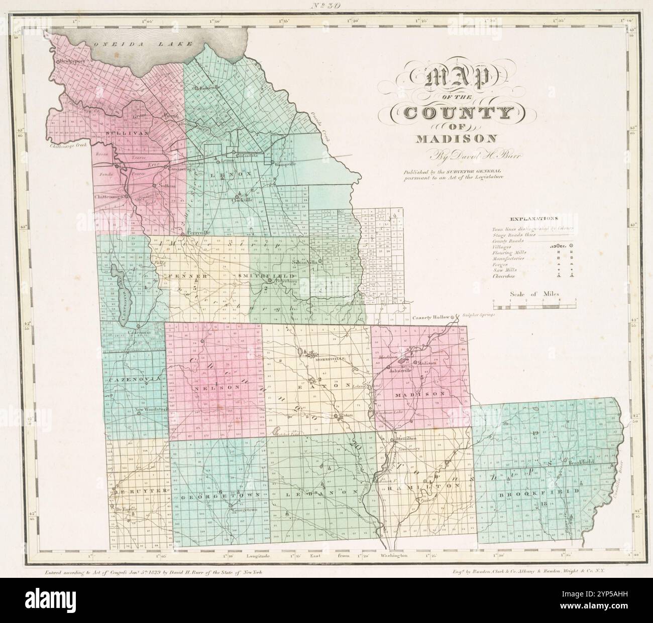 Map of the county of Madison 1829 by Burr, David H., 1803-1875 Stock ...