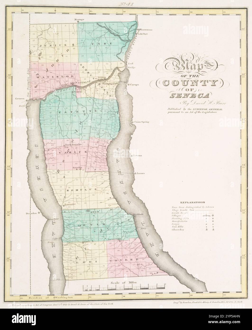 Map of the county of Seneca 1829 by Burr, David H., 1803-1875 Stock ...