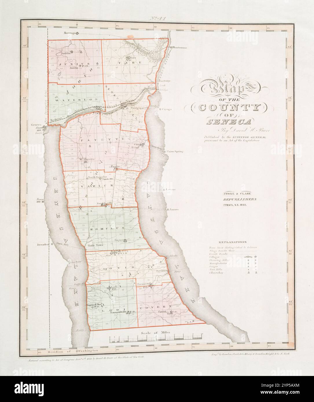 Map of the county of Seneca 1841 by Burr, David H., 1803-1875 Stock ...