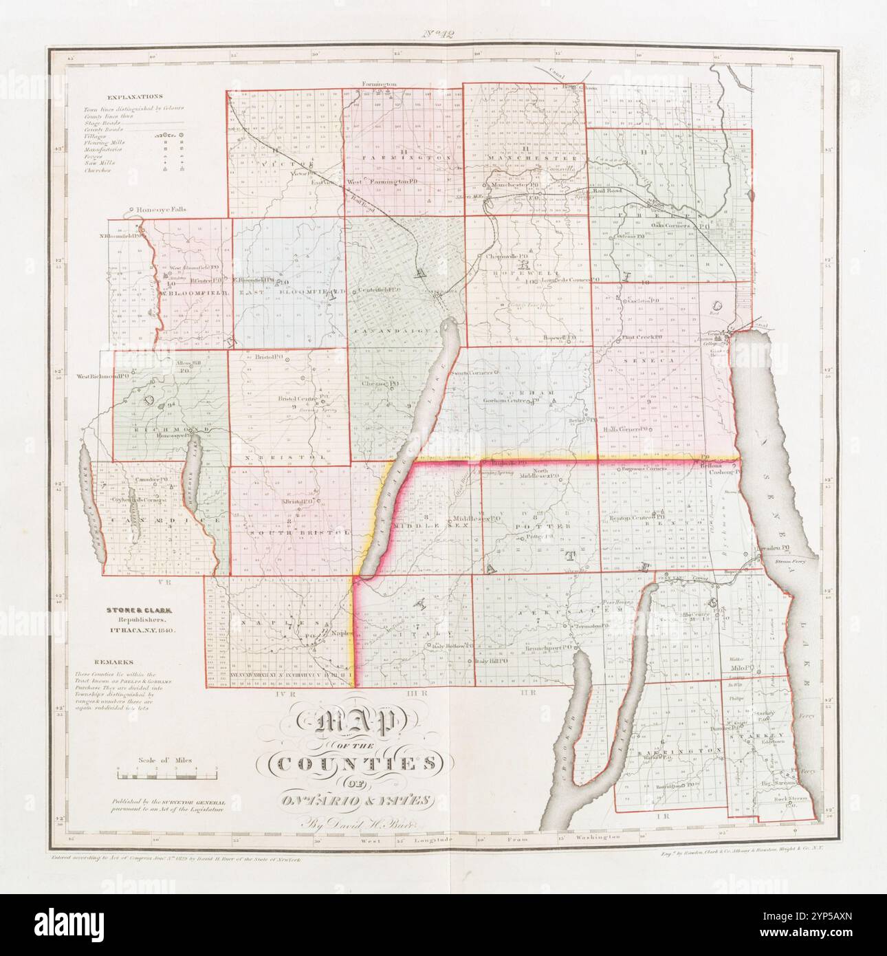 Map of the counties of Ontario & Yates 1841 by Burr, David H., 1803 ...
