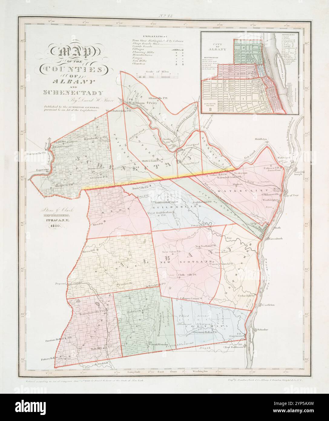 Map of the counties of Albany and Schenectady 1841 by Burr, David H ...