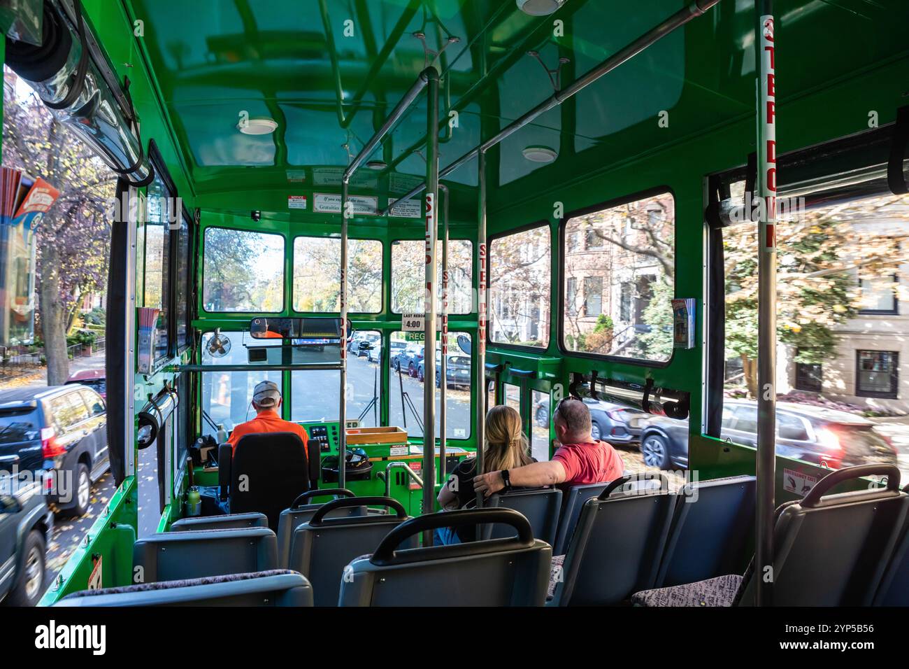 Inside a trolley tour bus in Boston, USA Stock Photo - Alamy