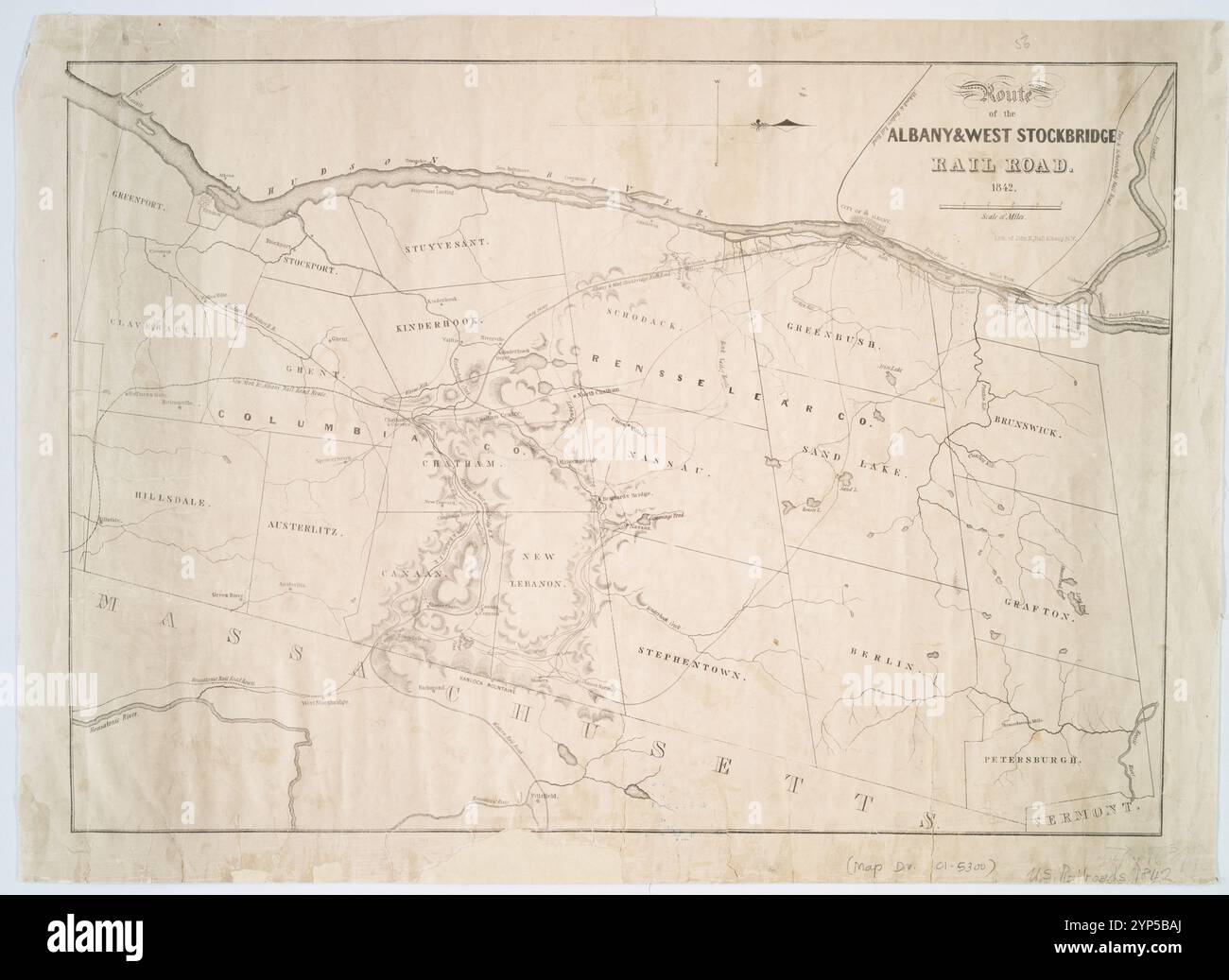 Route of the Albany & West Stockbridge Rail Road, 1842. 1842 Stock ...