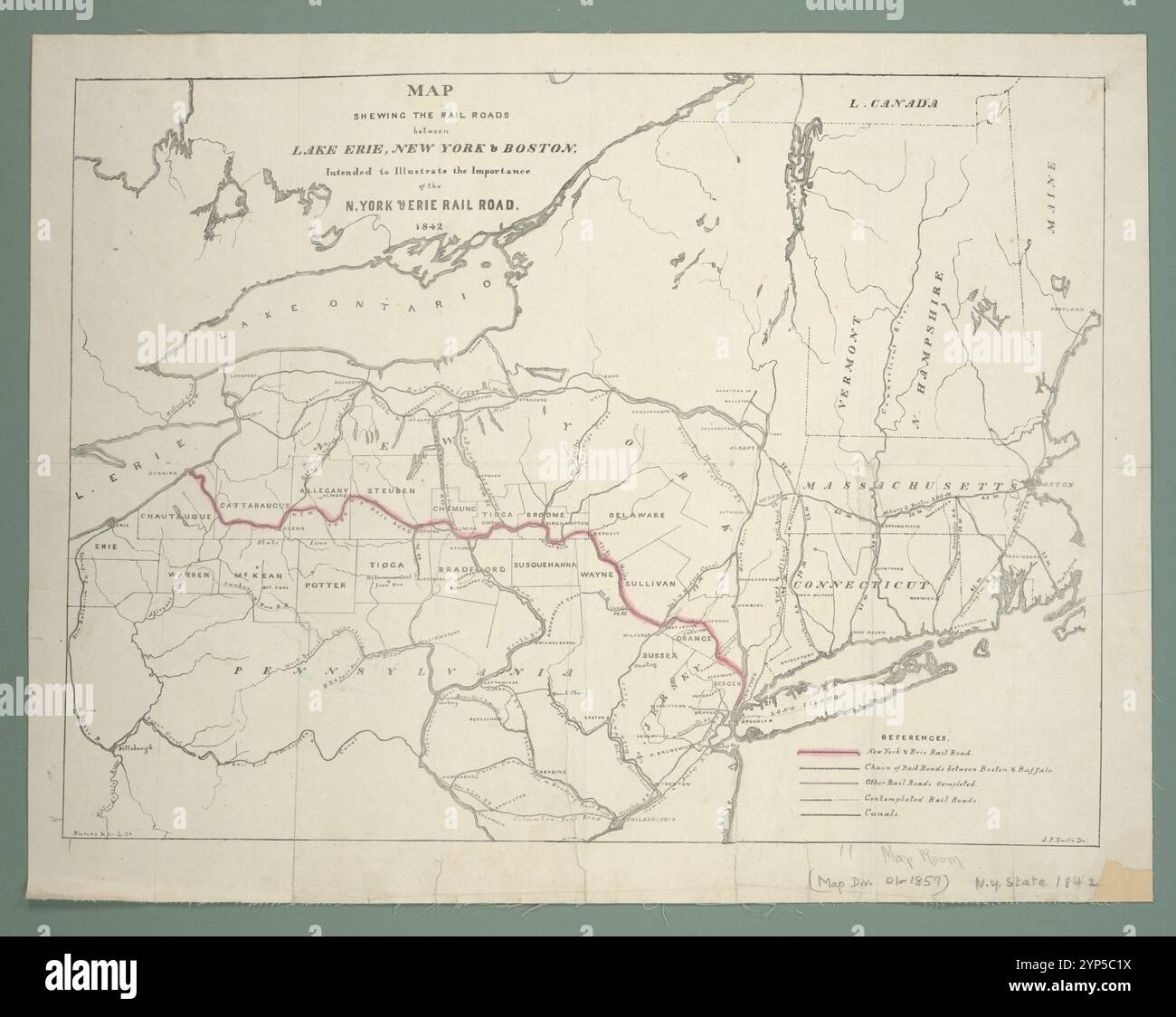 Map shewing the rail roads between Lake Erie, New York & Boston ...