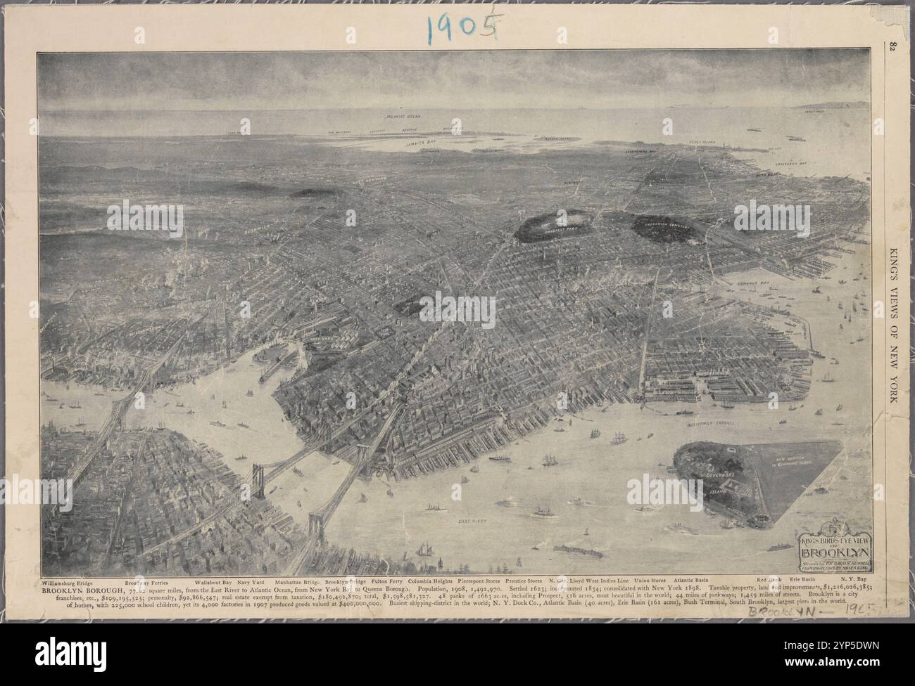 King's birds-eye view of Brooklyn 1905 by Rummell, Richard, 1848-1924 ...