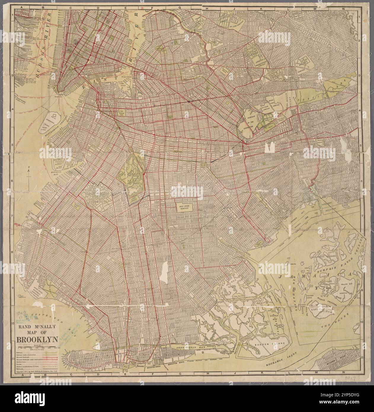 Rand McNally Map of Brooklyn 1917 Stock Photo - Alamy