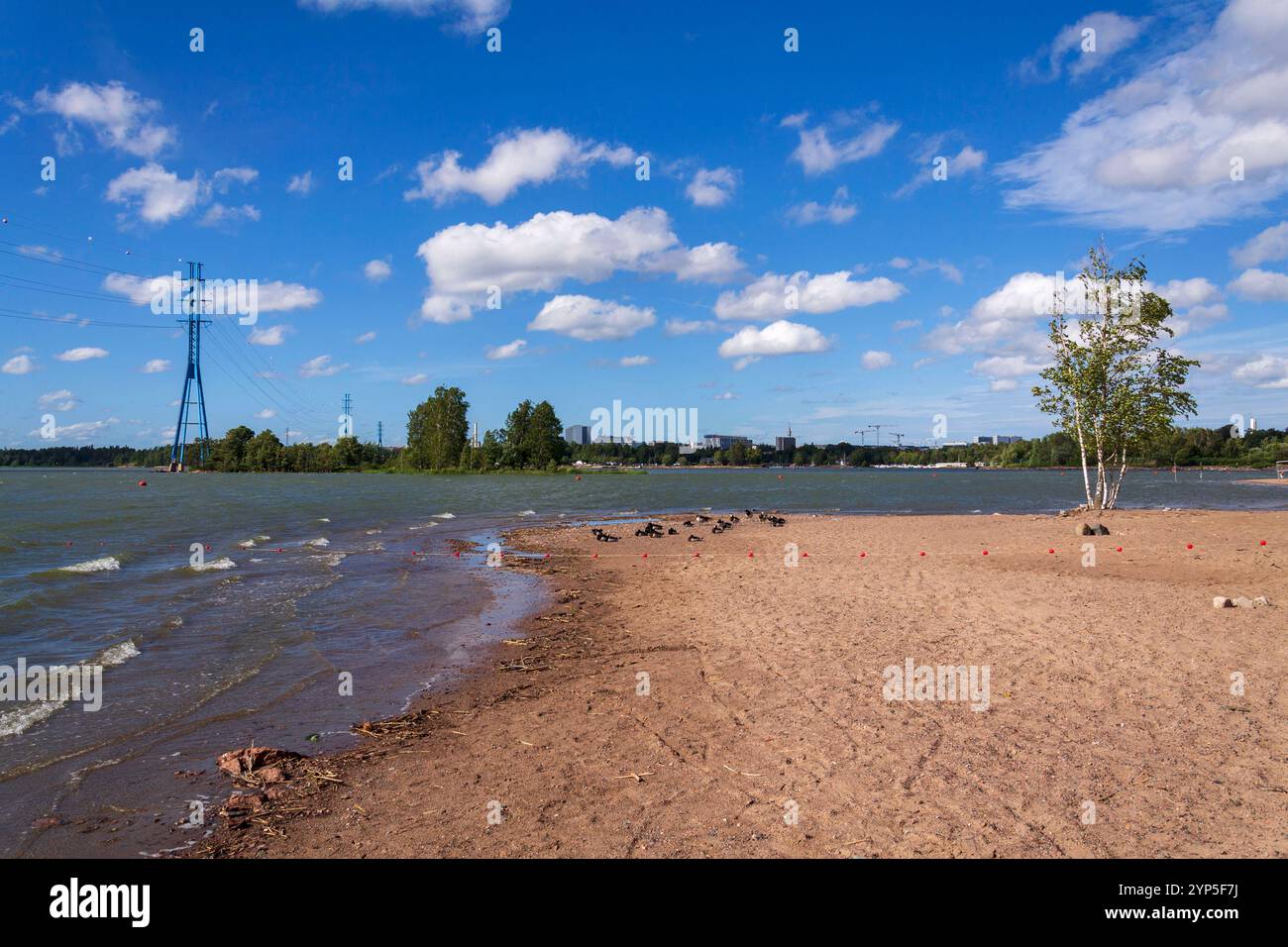Hietaniemi sand beach in central Helsinki, Finland, sunny summer day ...
