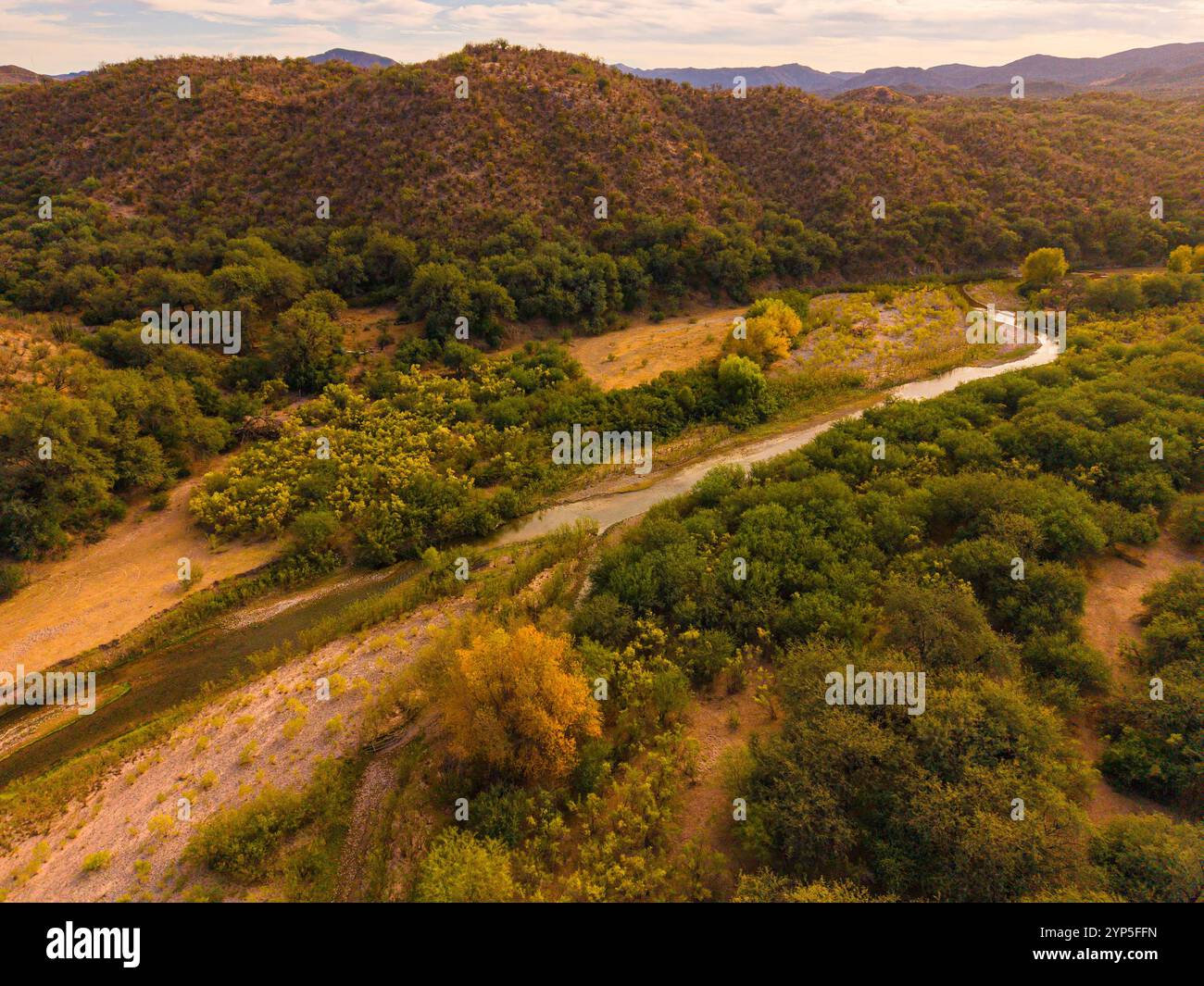 Landscape of the pass of the Rio Sonora , river in the rural area ...