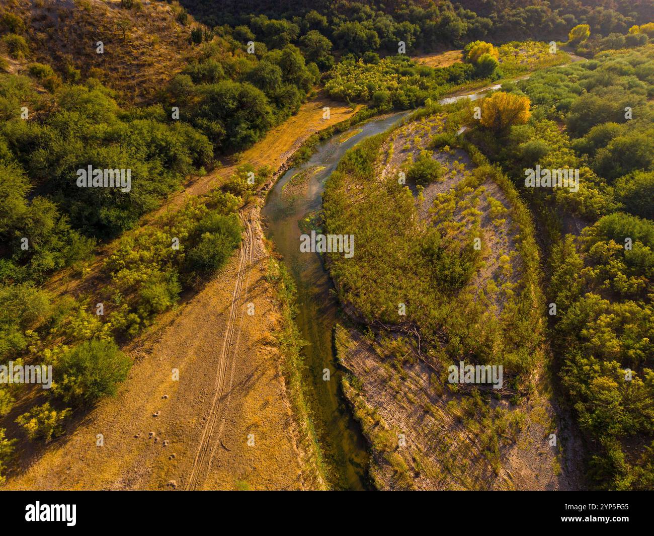 Landscape of the pass of the Rio Sonora , river in the rural area ...