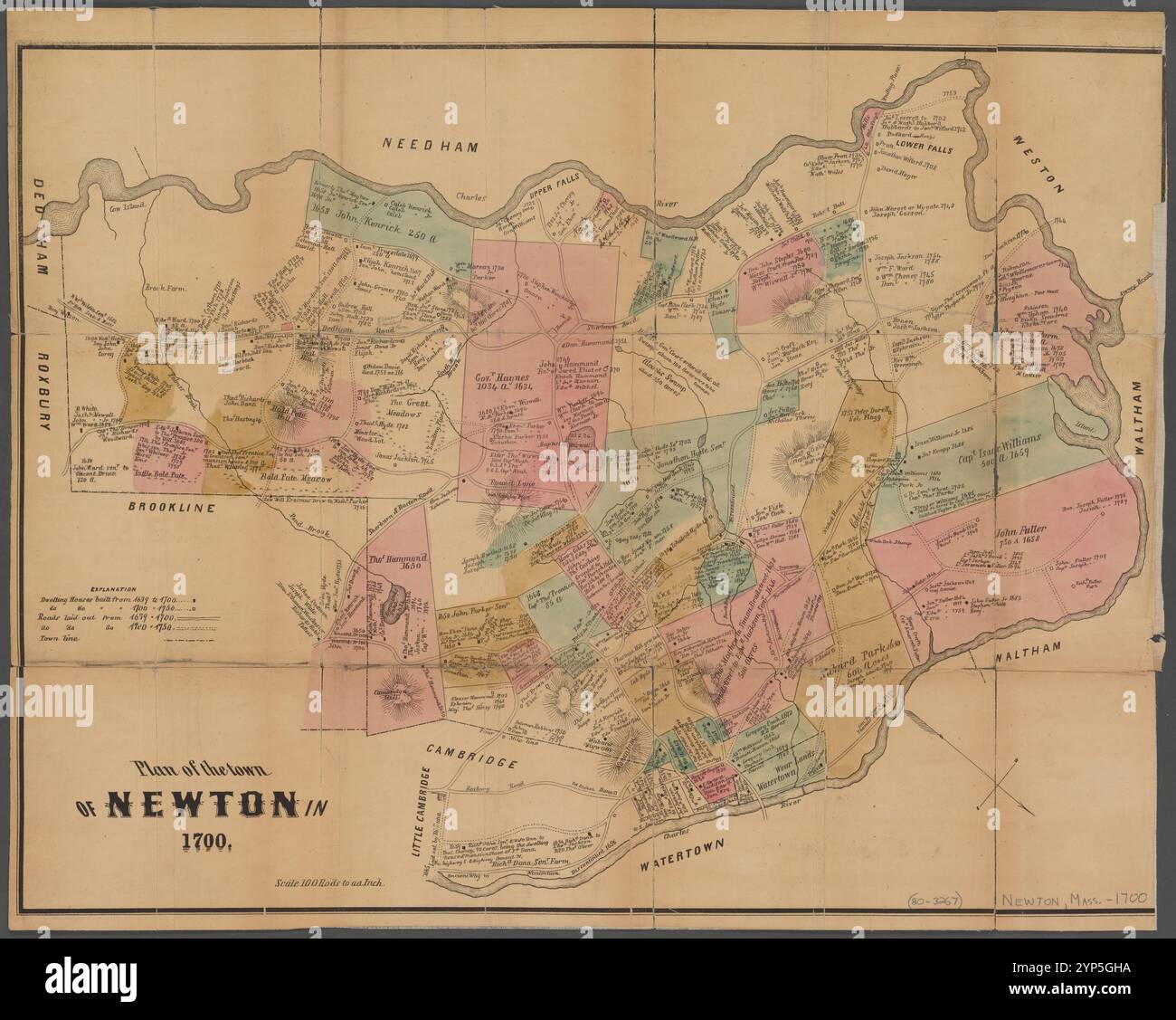 Plan of the town of Newton in 1700 1854 by Jackson, Francis, 1789-1861 ...