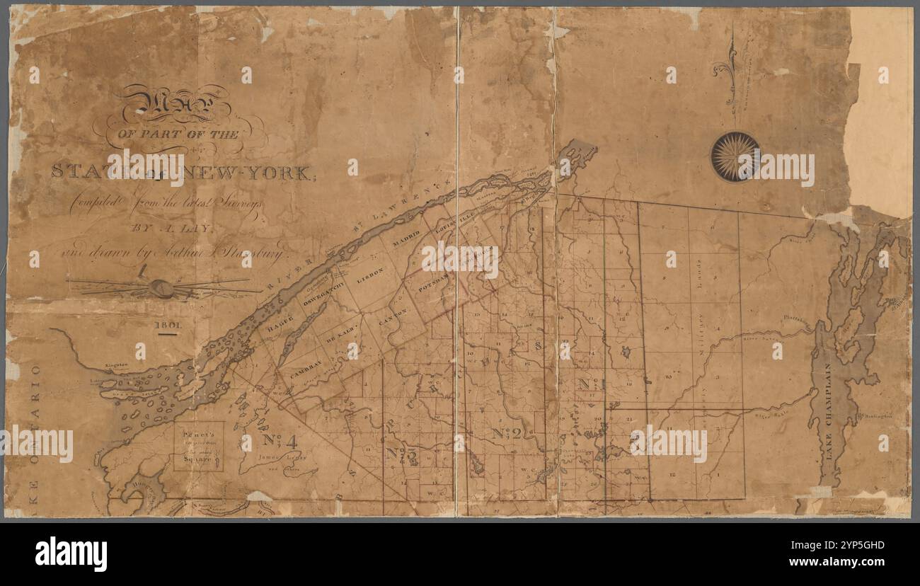 Map of part of the state of New-York 1801 Stock Photo - Alamy