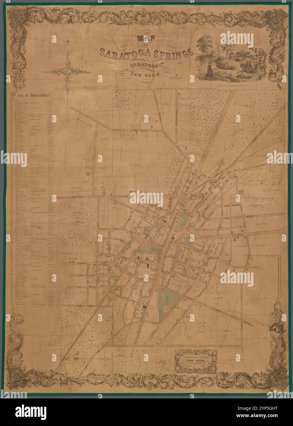 Map of Saratoga Springs, Saratoga Co., New York 1850 - 1859 Stock Photo ...