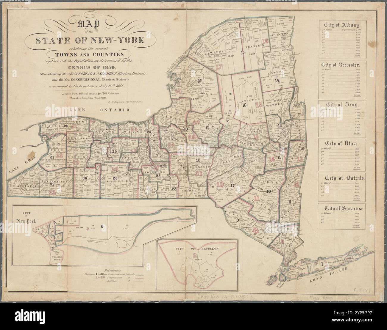 Map of the State of New-York exhibiting the several towns and counties ...