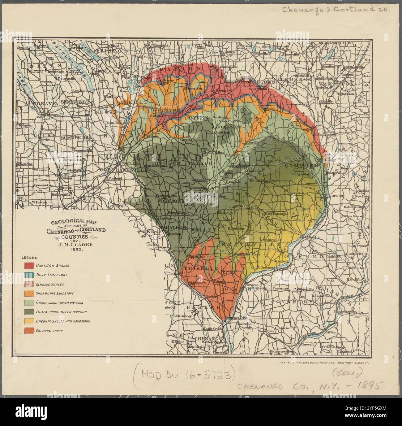 Geological map of a part of Chenango and Cortland Counties 1895 by ...