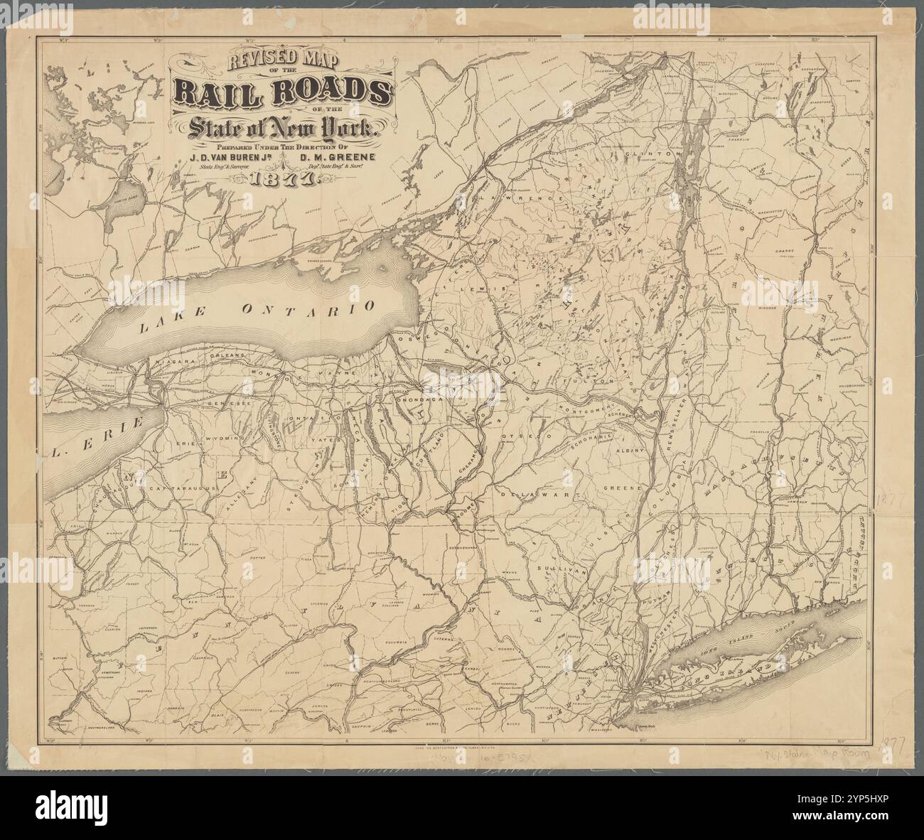 Revised map of the rail roads of the State of New York 1877 - 1877 by ...
