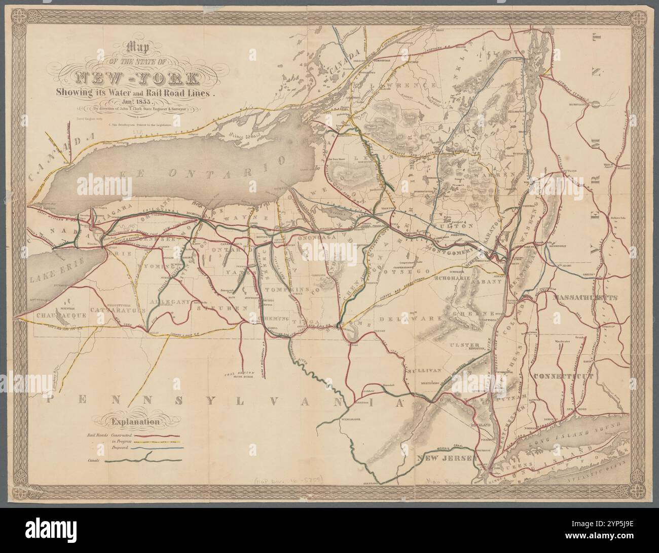 Map of the state of New-York showing its water and rail road lines, Jan ...
