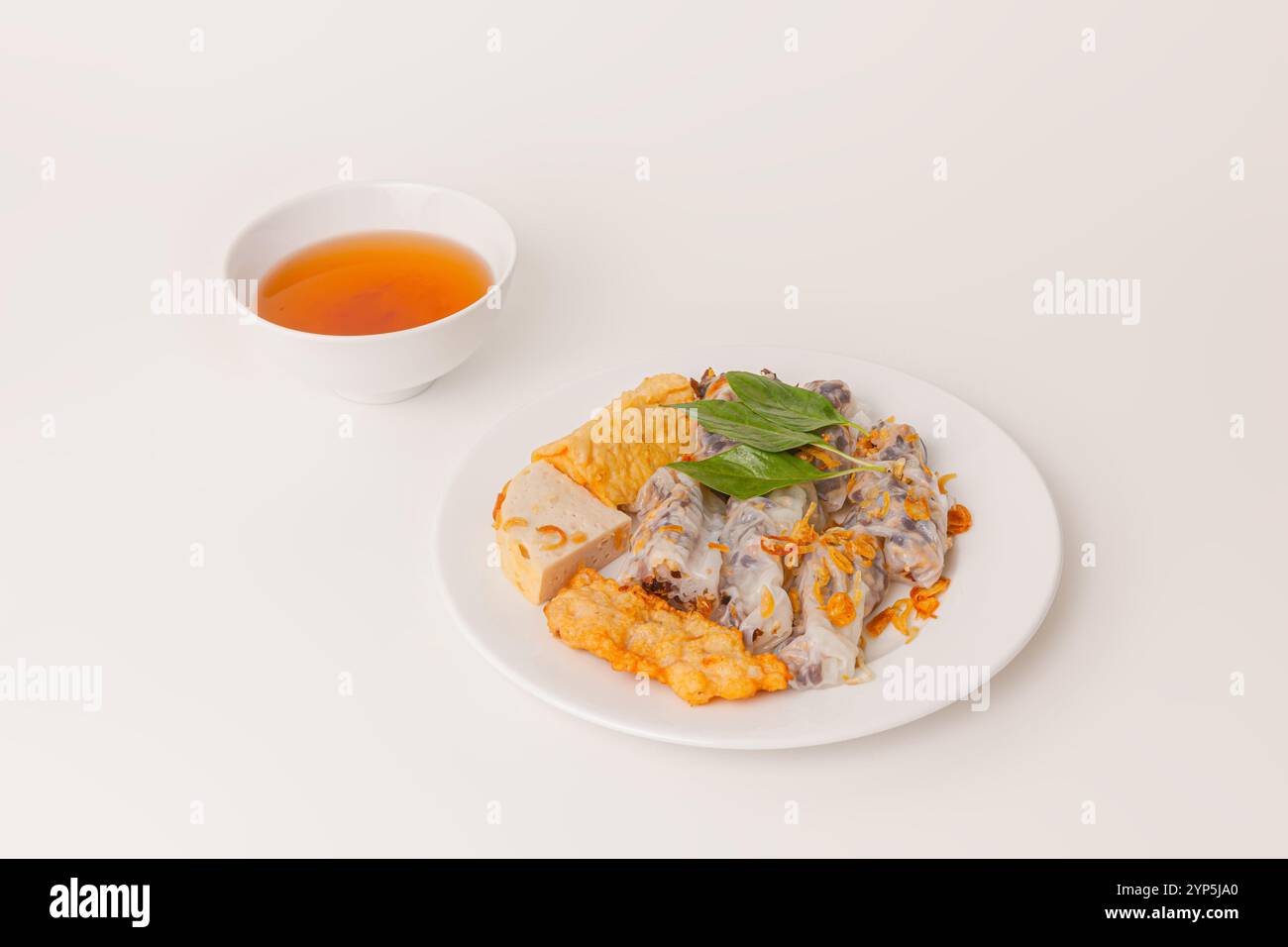 Banh Cuon Cha Muc Ha Long, vietnamese steamed rice paper rolls with ...