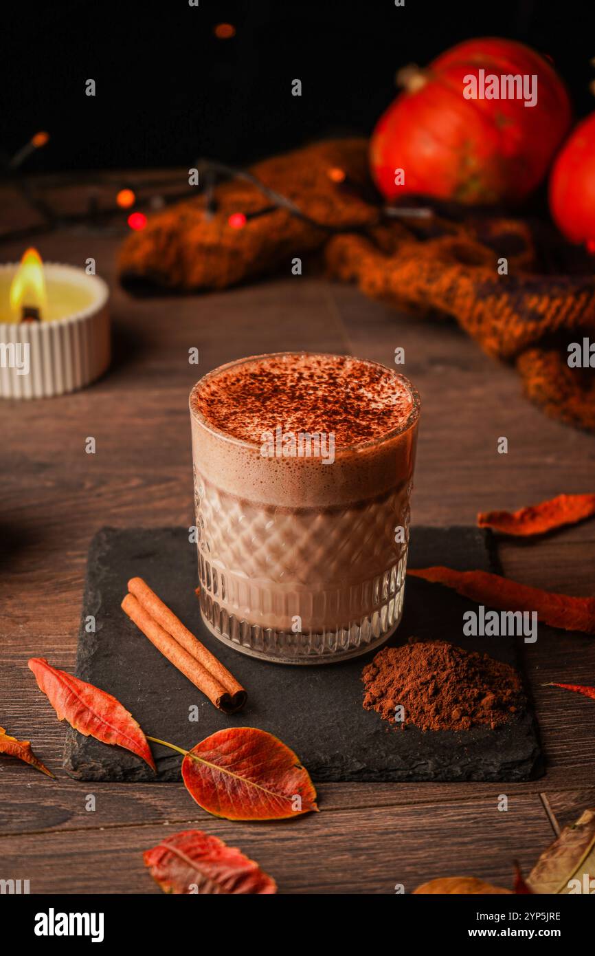 A hot cocoa drink with deep chocolate flavors and a soft frothy top ...