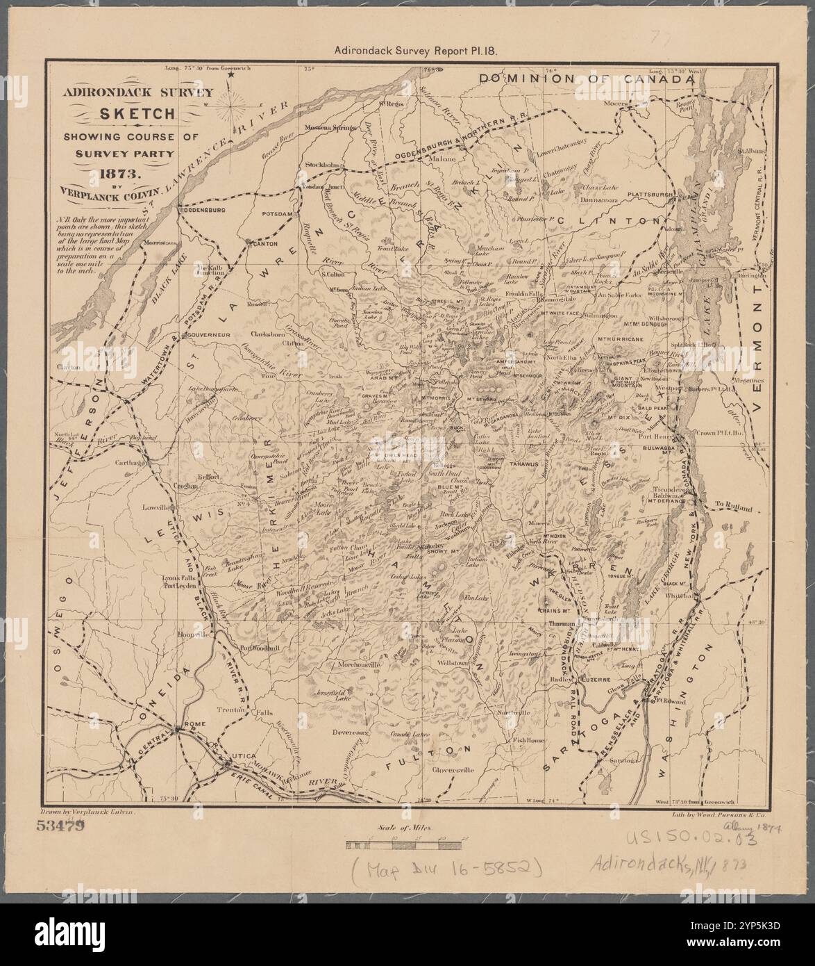 Adirondack survey, sketch showing the course of survey party, 1873 1874 ...