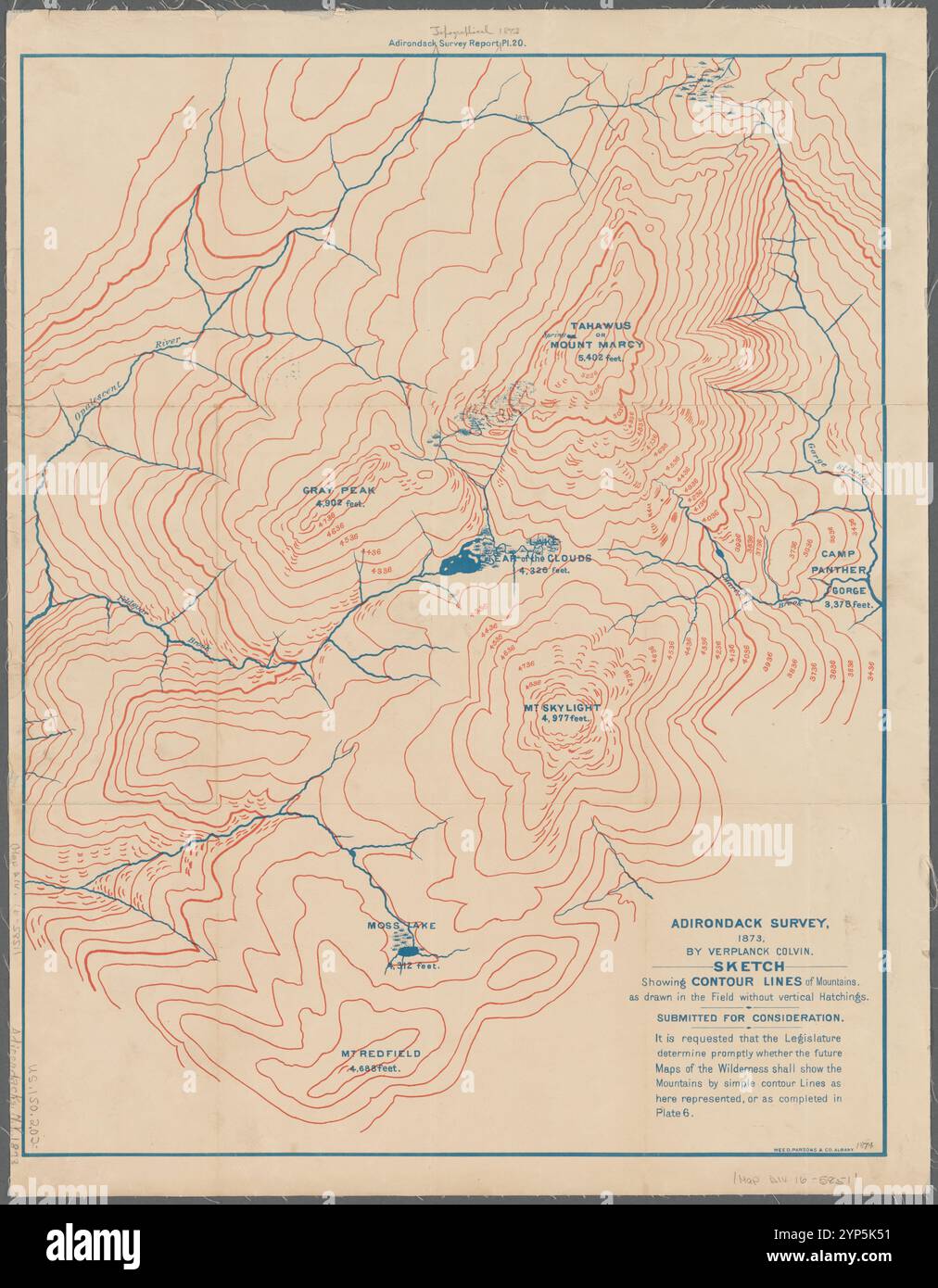 Sketch showing contour lines of mountains as drawn in the field without ...