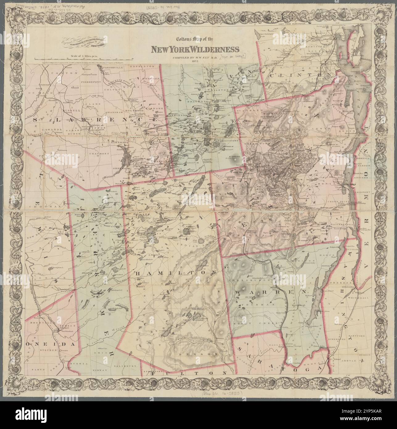Colton's map of the New York wilderness 1872 Stock Photo - Alamy