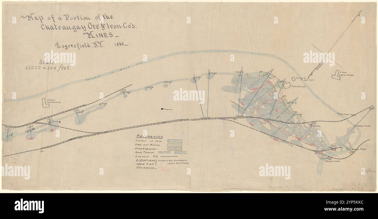 Map of a portion of the Chateaugay Ore & Iron Co.'s mines, Rogersfield ...