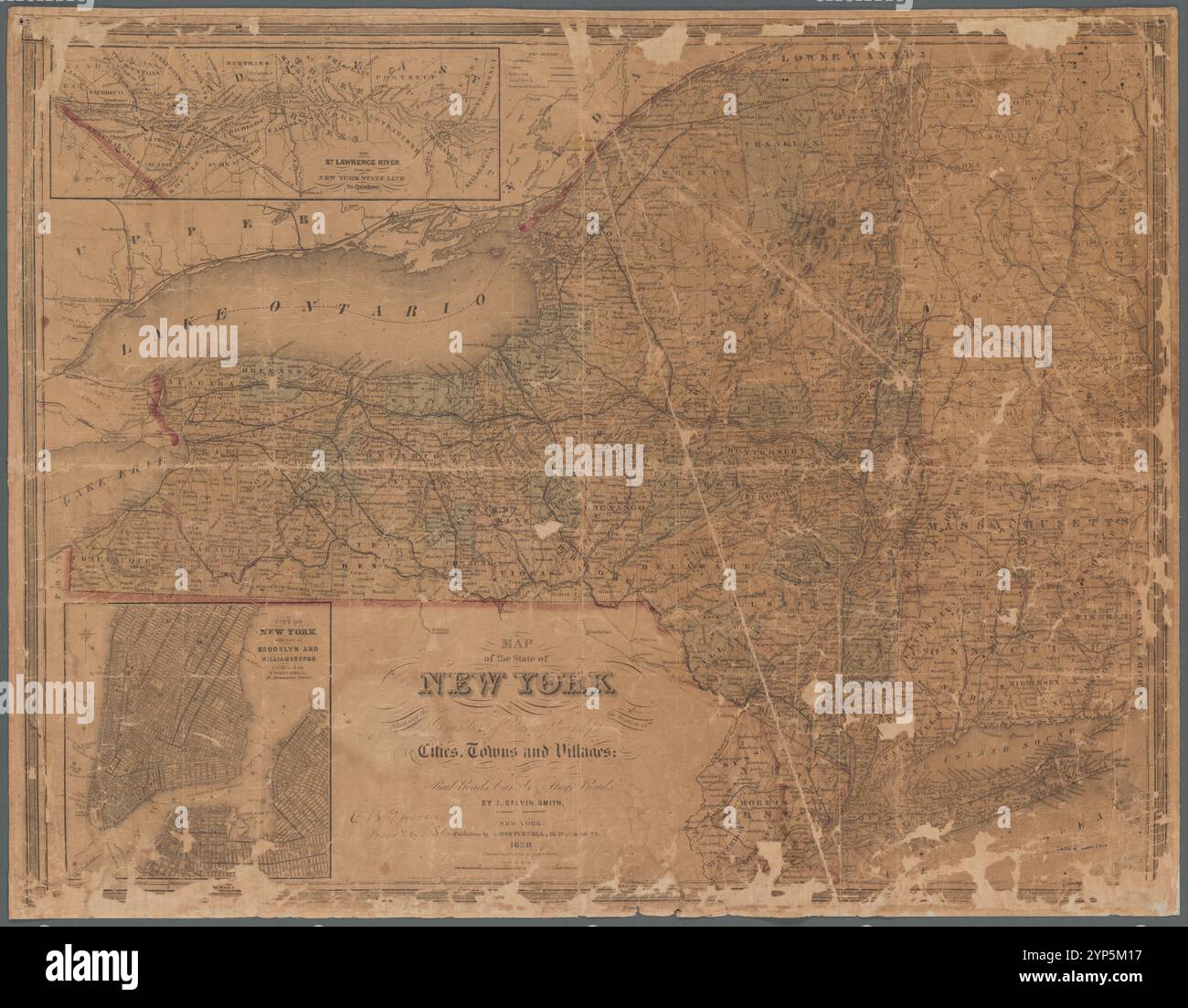 Map of the state of New York showing the location of boundaries of ...