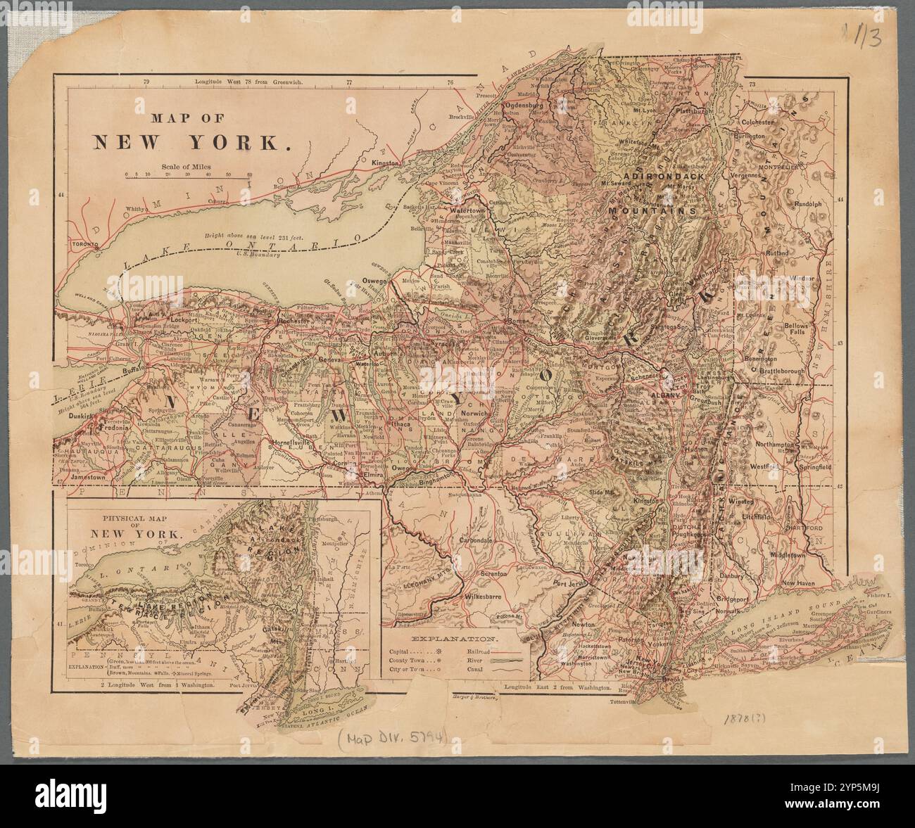 Map of New York 1878 Stock Photo - Alamy