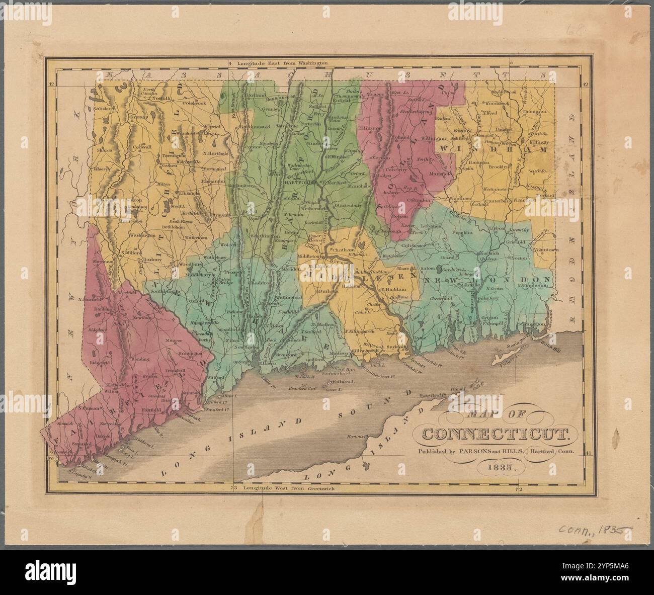 Map of Connecticut 1835 Stock Photo - Alamy