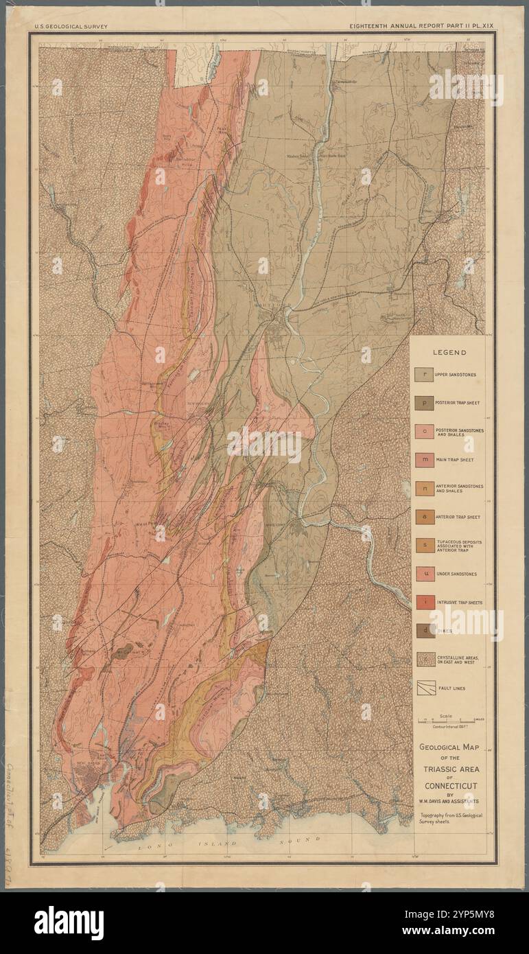 Geological map of the Triassic area of Connecticut 1897 by Davis ...