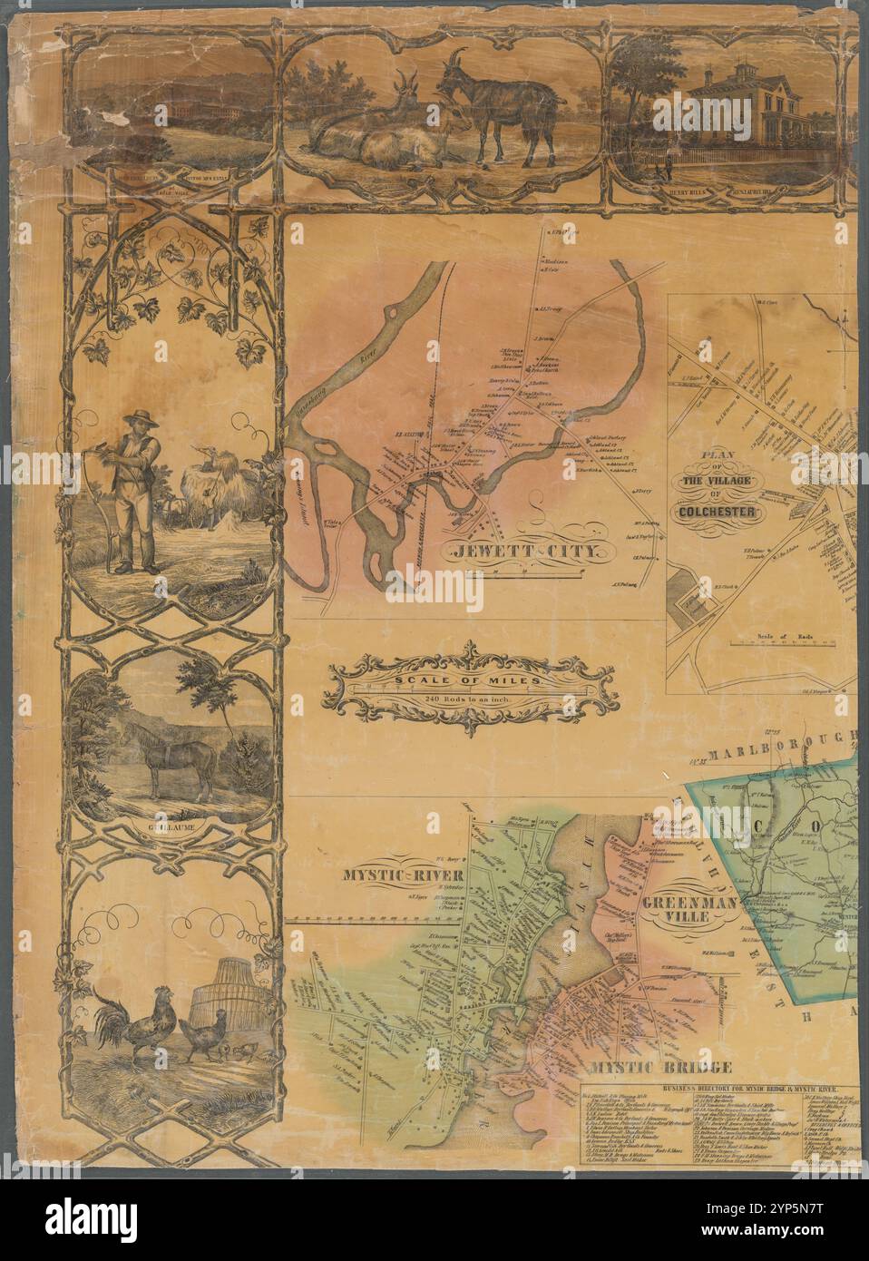 Map of New London County, Connecticut 1854 by Walling, Henry Francis ...