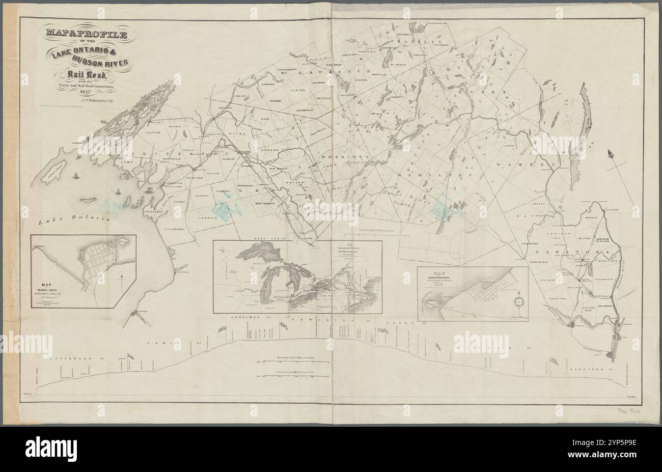 Map & profile of the Lake Ontario & Hudson River Rail Road, with the ...