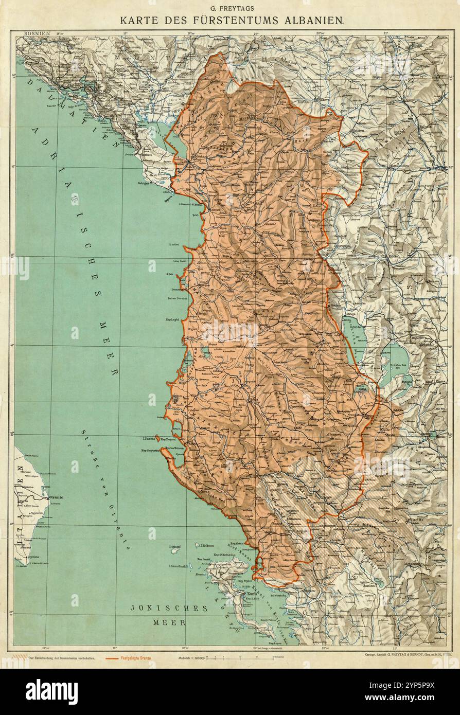 Vintage map of Albania, 1914 (German Language), by Stock Photo - Alamy