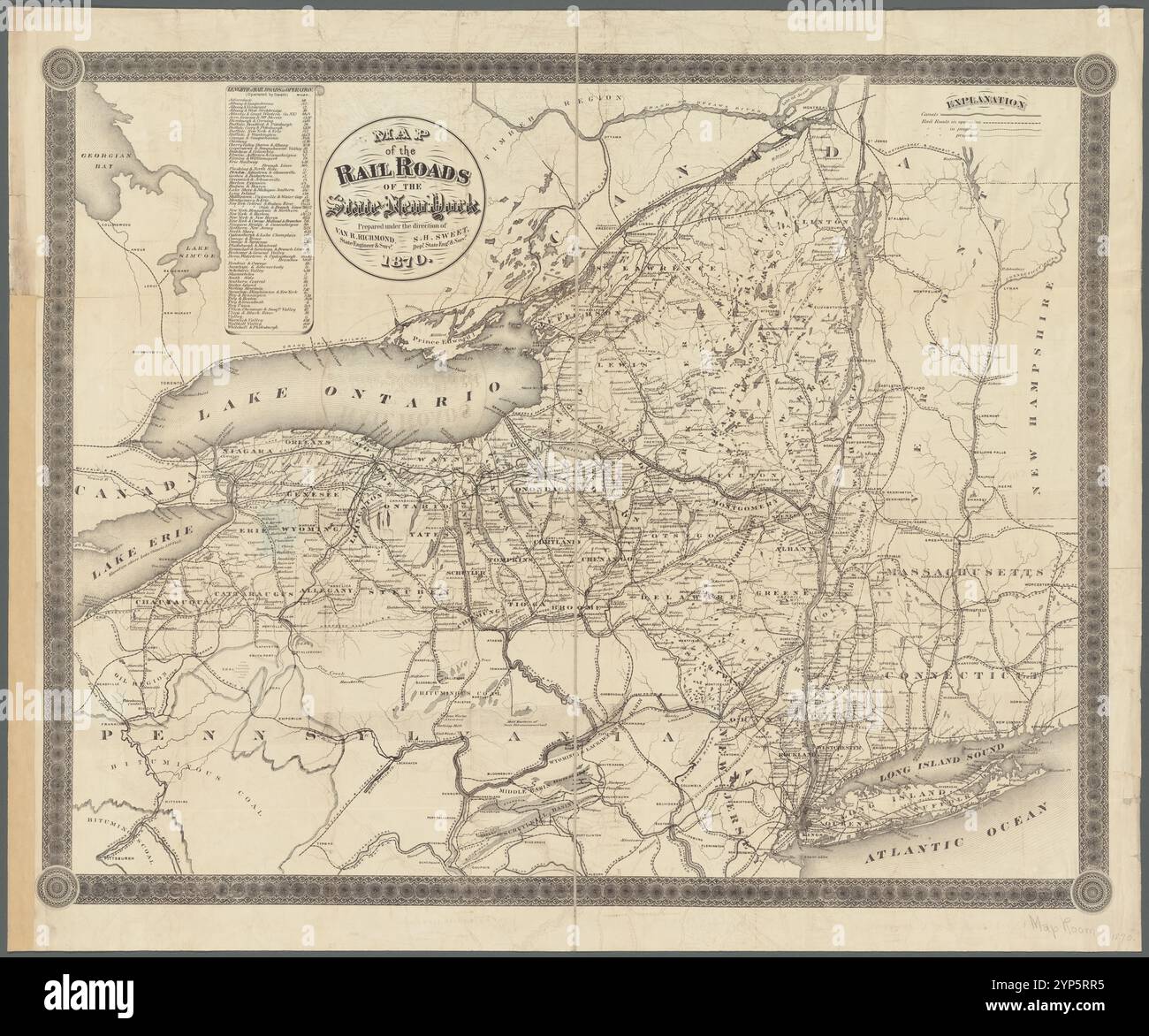 Map of the rail roads of the state of New York 1870 by Richmond, Van ...
