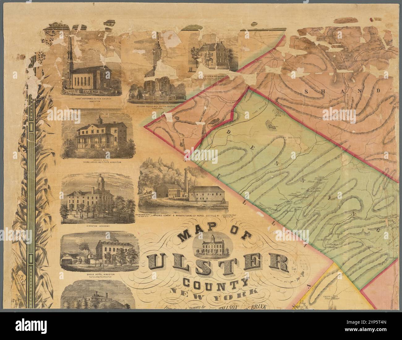Map of Ulster County, New York 1854 Stock Photo - Alamy