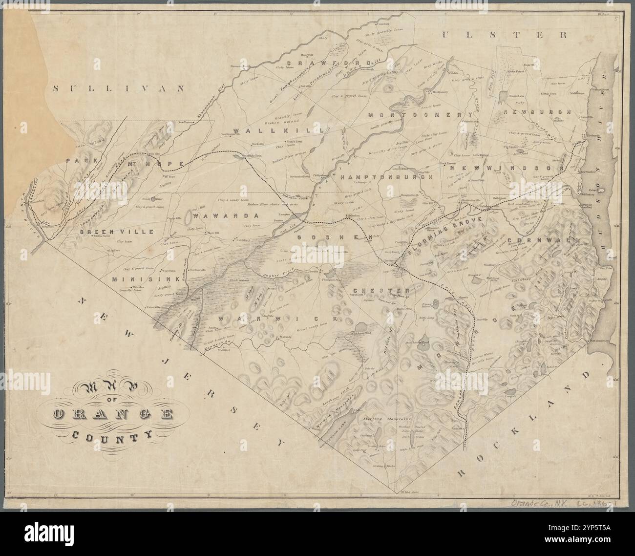 Map of Orange County: [New York] 1860 Stock Photo - Alamy