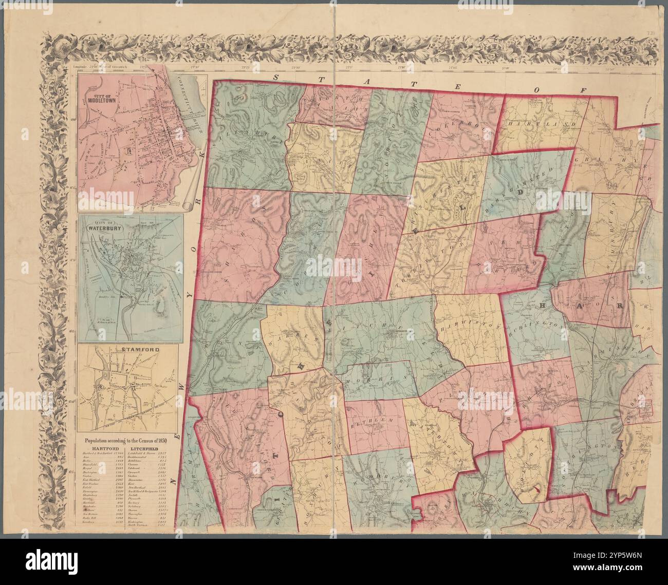 Map of northern parts of the state of Connecticut 1860 by Friend & Aub ...