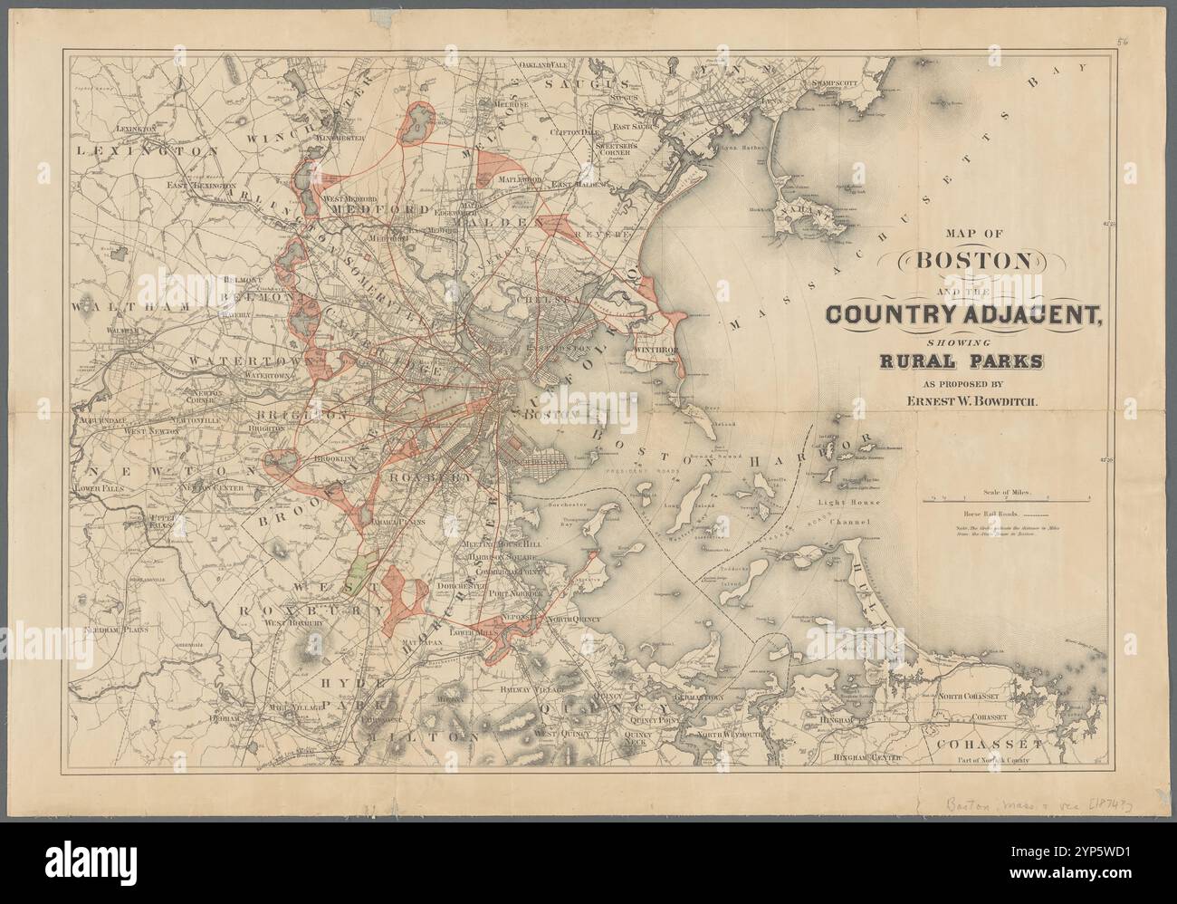 Map of Boston and the country adjacent: showing rural parks 1874 by ...