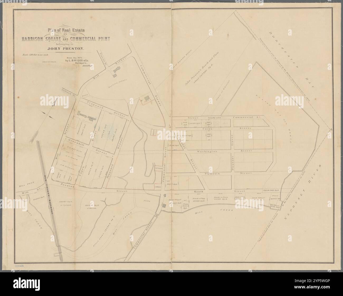 Plan of real estate at Harrison Square and Commercial Point: belonging ...