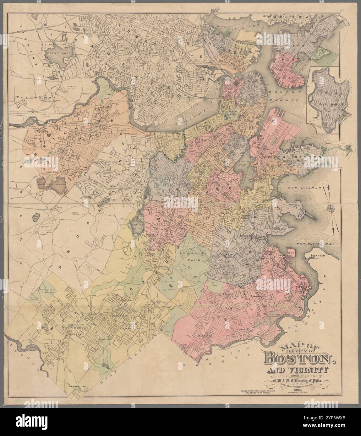 Map of the city of Boston and vicinity 1896 Stock Photo - Alamy