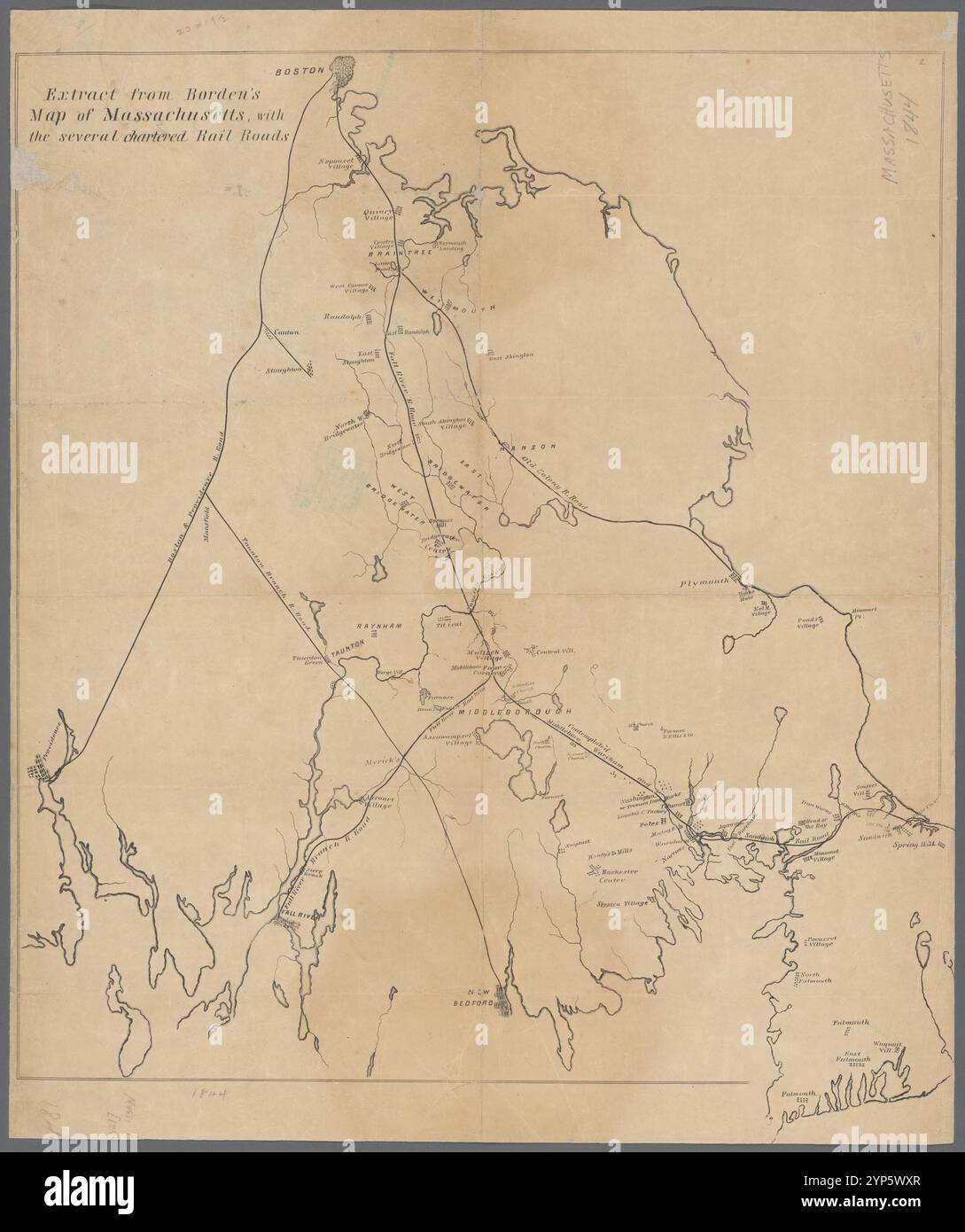 Extract from Borden's map of Massachusetts: with the several chartered ...